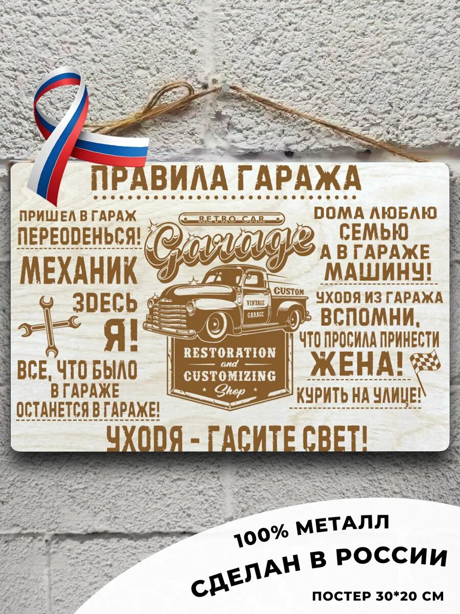 Подарок парню постер правила гаража