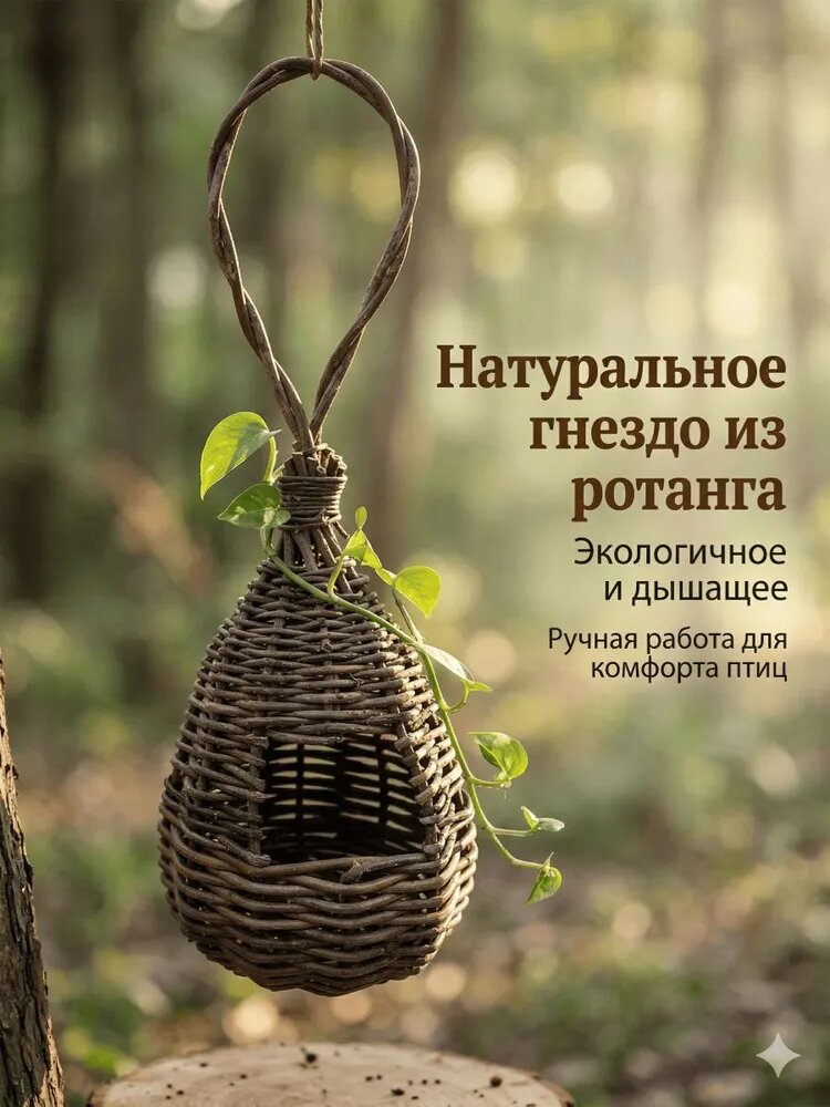 Натуральное травяное гнездо для птиц