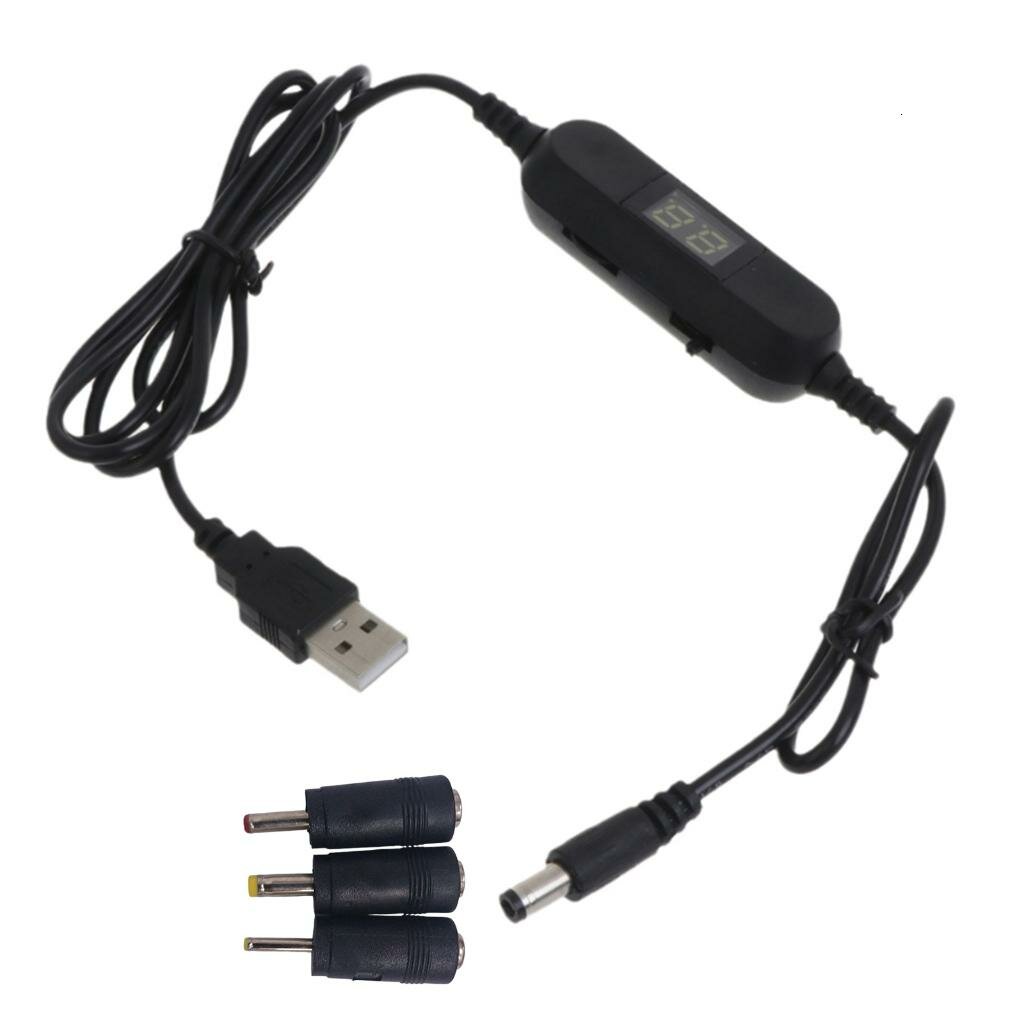 Кабель-преобразователь USB 5V в 1.5-12V 5.5x2.1mm