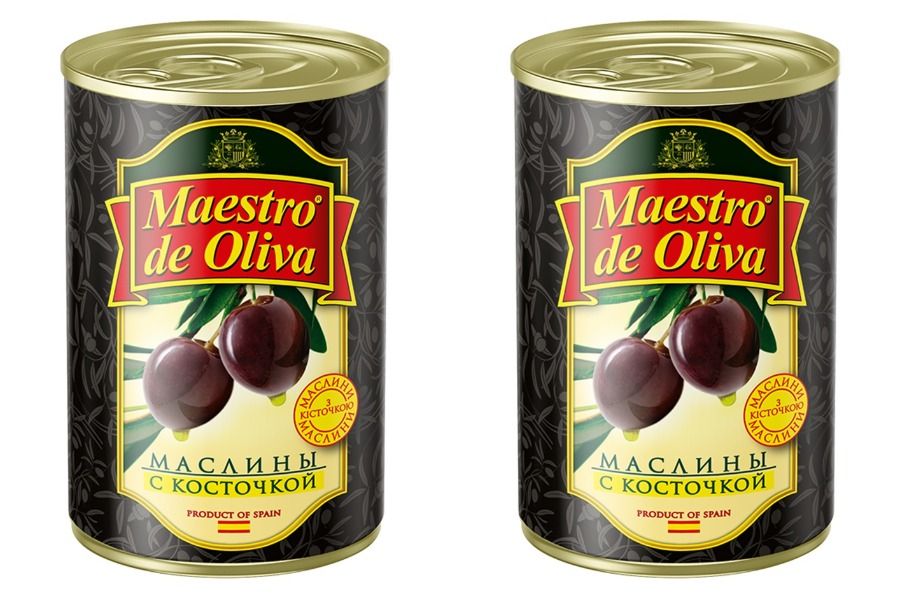 Maestro de Oliva маслины с косточкой, 280 г, 2 шт