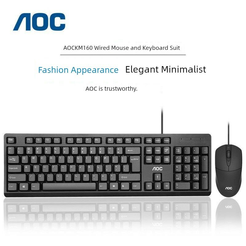 Мышь для ноутбука TPV aocMS121, проводная, USB, для настольного компьютера, универсальная, модель km160 Комплект