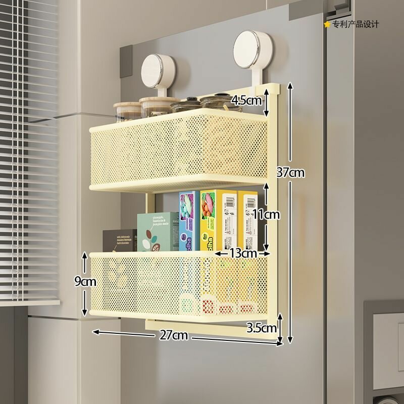 Стеллаж для хранения в холодильнике без сверления, боковой органайзер, многофункциональная настенная полка для специй, присоска, многослойная кухонная полка