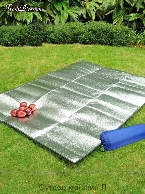 Пол для палатки 150x200 см серебристый из полиэтилена, комплект с чехлом, для кемпинга, отдыха на природе.