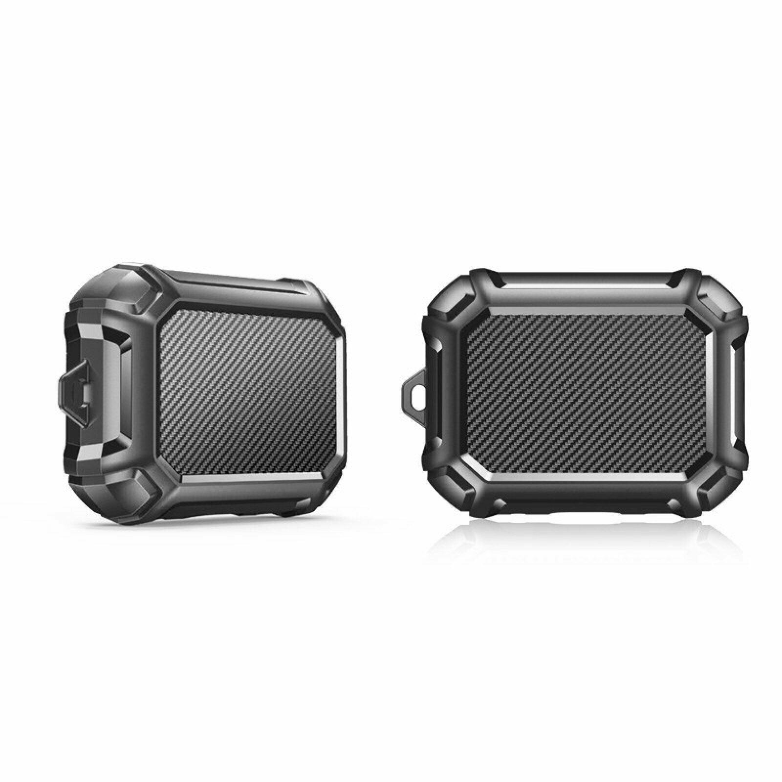 Чехол-кейс MyPads противоударный для наушников AirPods Pro серый с текстурой под карбон