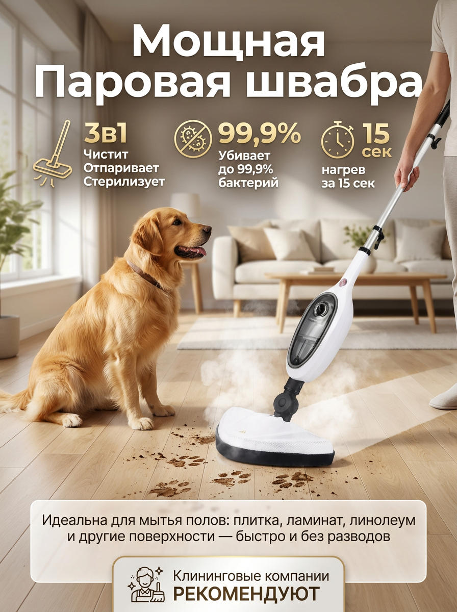 Паровая швабра для пола 10 в 1, пароочиститель, парошвабра, электрошвабра для дома