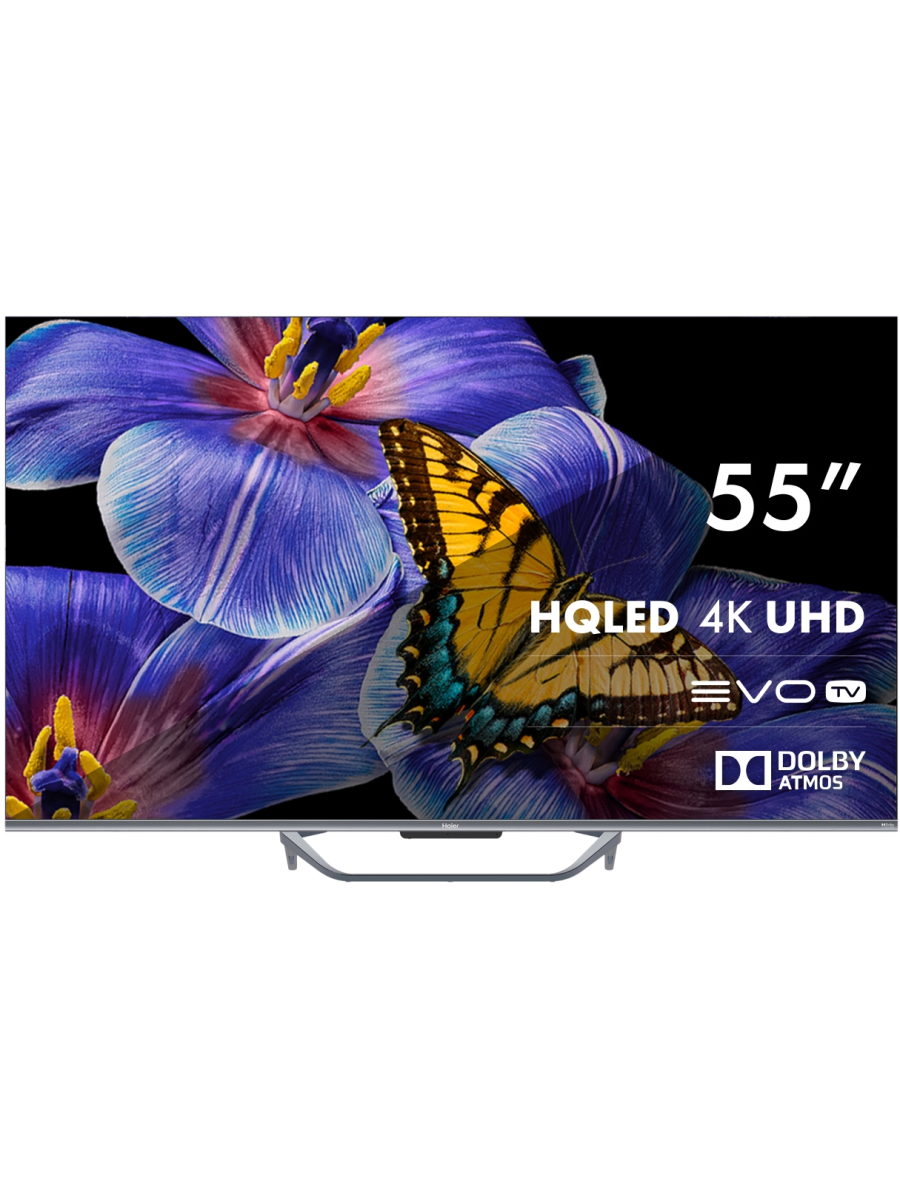 Телевизор Haier Smart TV S4 55" QLED, 4K Ultra HD, серый, смарт ТВ, Android TV
