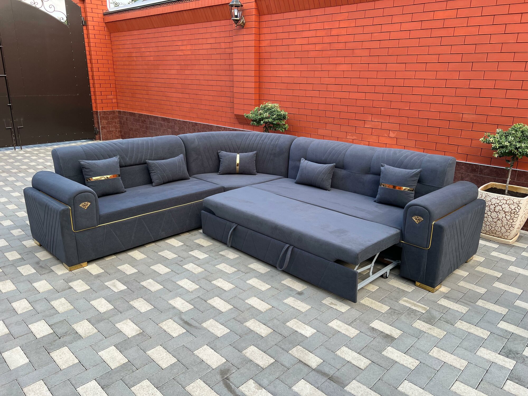 Угловой диван-кровать 325*280 см, механизм дельфин, большой раскладной диван для гостиной