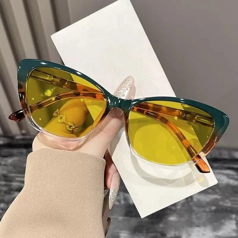 Ретро-очки "Кошачий глаз" для ночного видения green leopard, -2.5