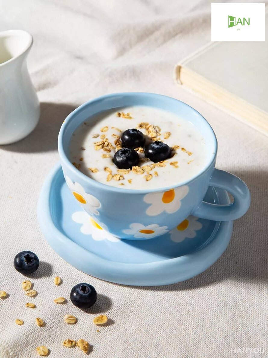 Эксклюзивный набор для чаепития DB HOMME Ромашки включает голубую чашку с блюдцем ручной работы