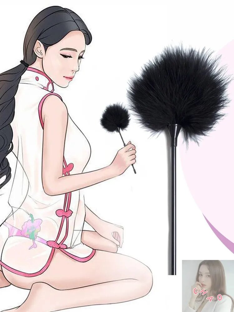 Кисточка БДСМ, палочка с перьями горничной, (госпожи), (для ролевых игр)