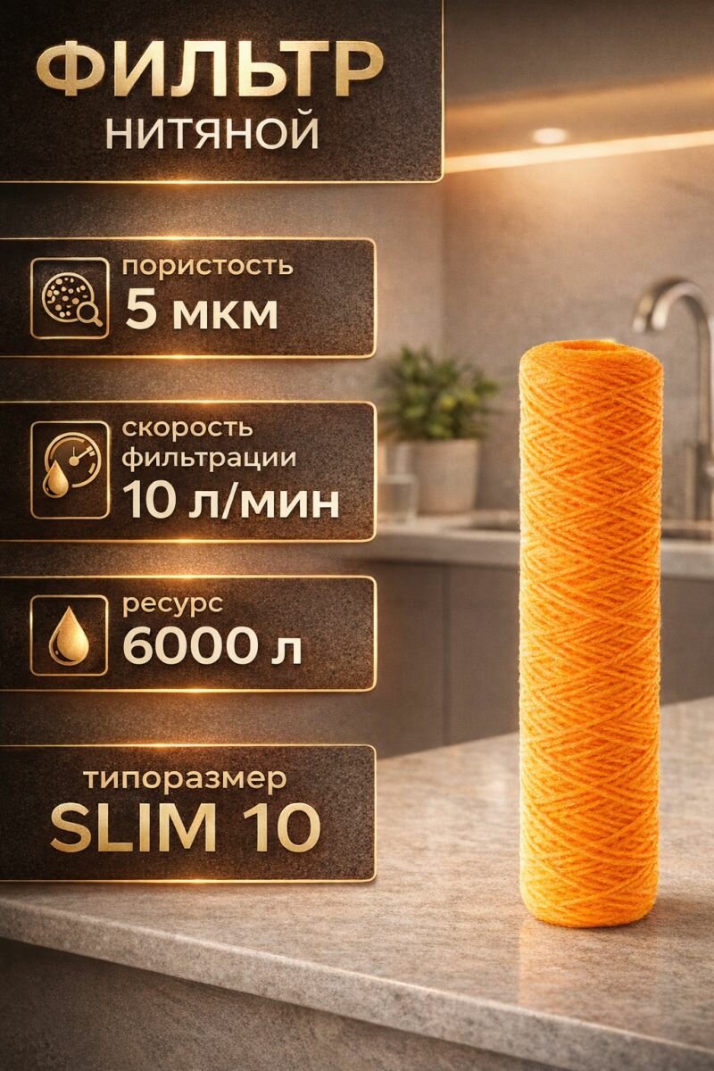 Фильтр для удаления железа SLIM10 (10 мкр) нитяной Аквабрайт