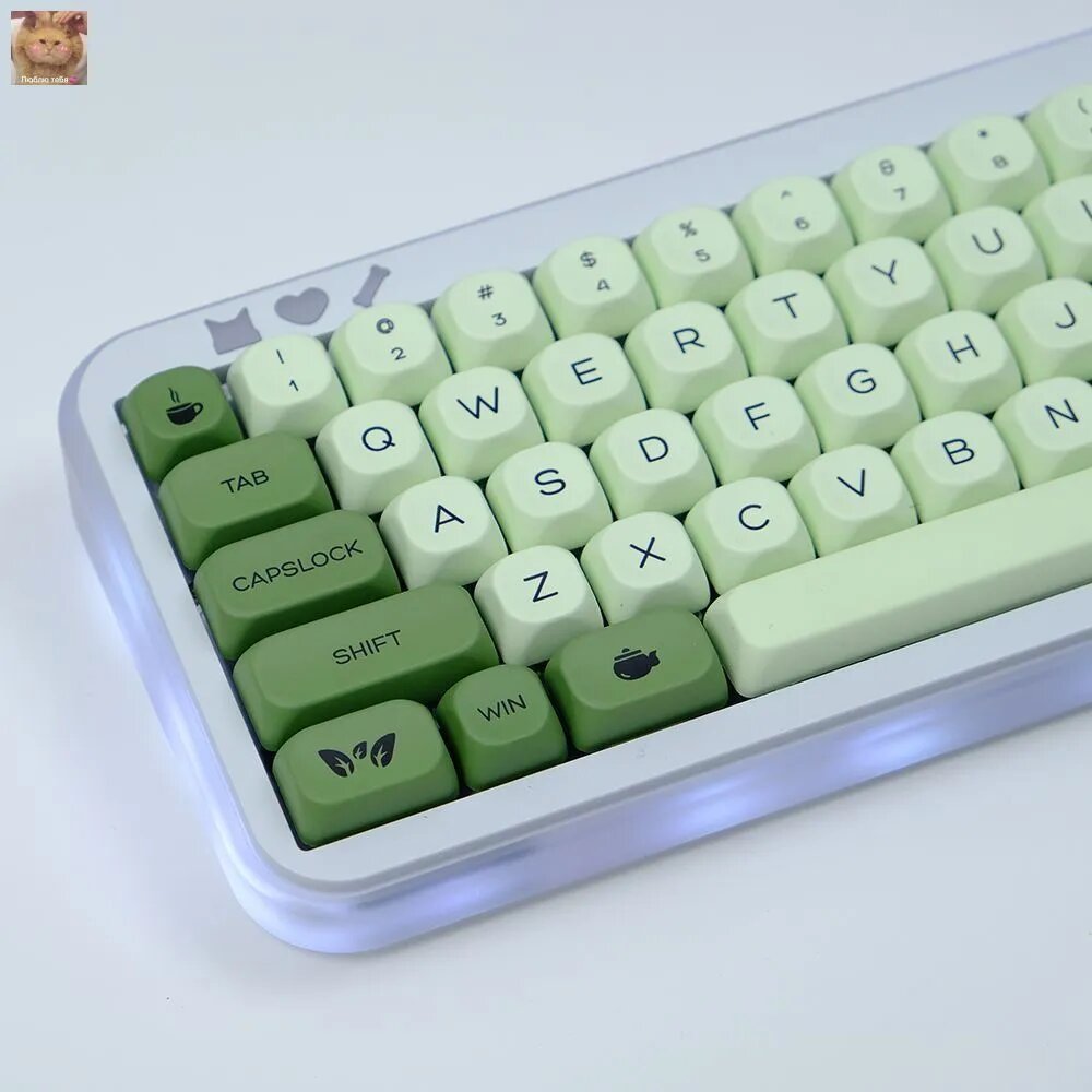 OXY MOMENT кейкап клавиатуры Зеленая мята -Rome143pcs с профилем PBT KOA Profile Двухцветное литье для клавиатур 61/64/68/75/87/98%