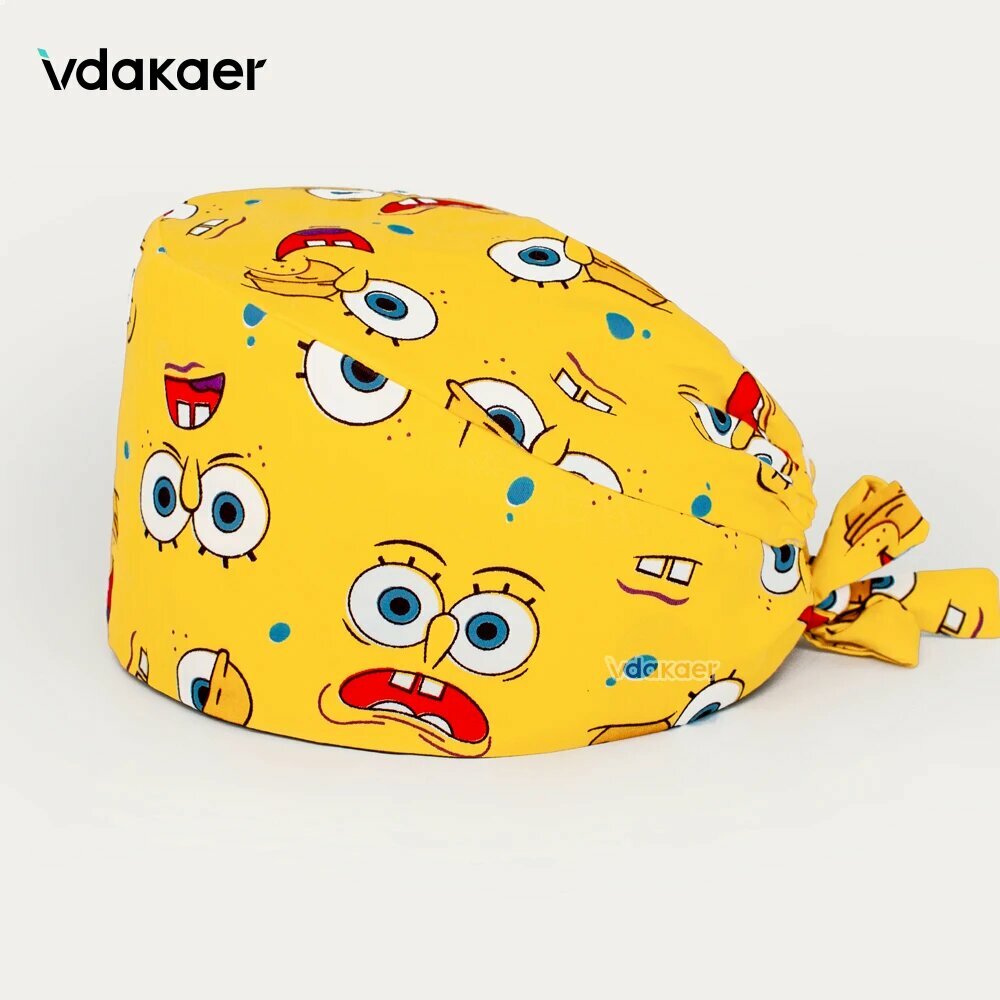 Хирургическая шапка vdakaer с Спанч Бобом, желтая