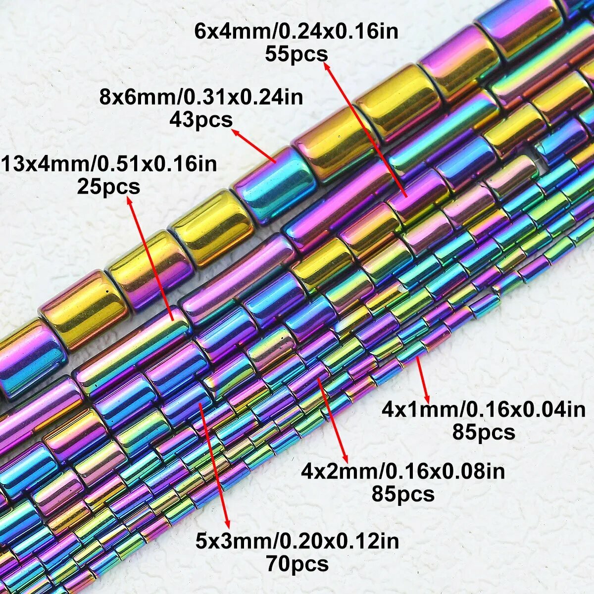 Гематитовые бусины из натурального камня, длинные цилиндрические квадратные свободные бусины для женщин и мужчин, браслет, ожерелье, ювелирные изделия, аксессуары для самостоятельного изготовления
