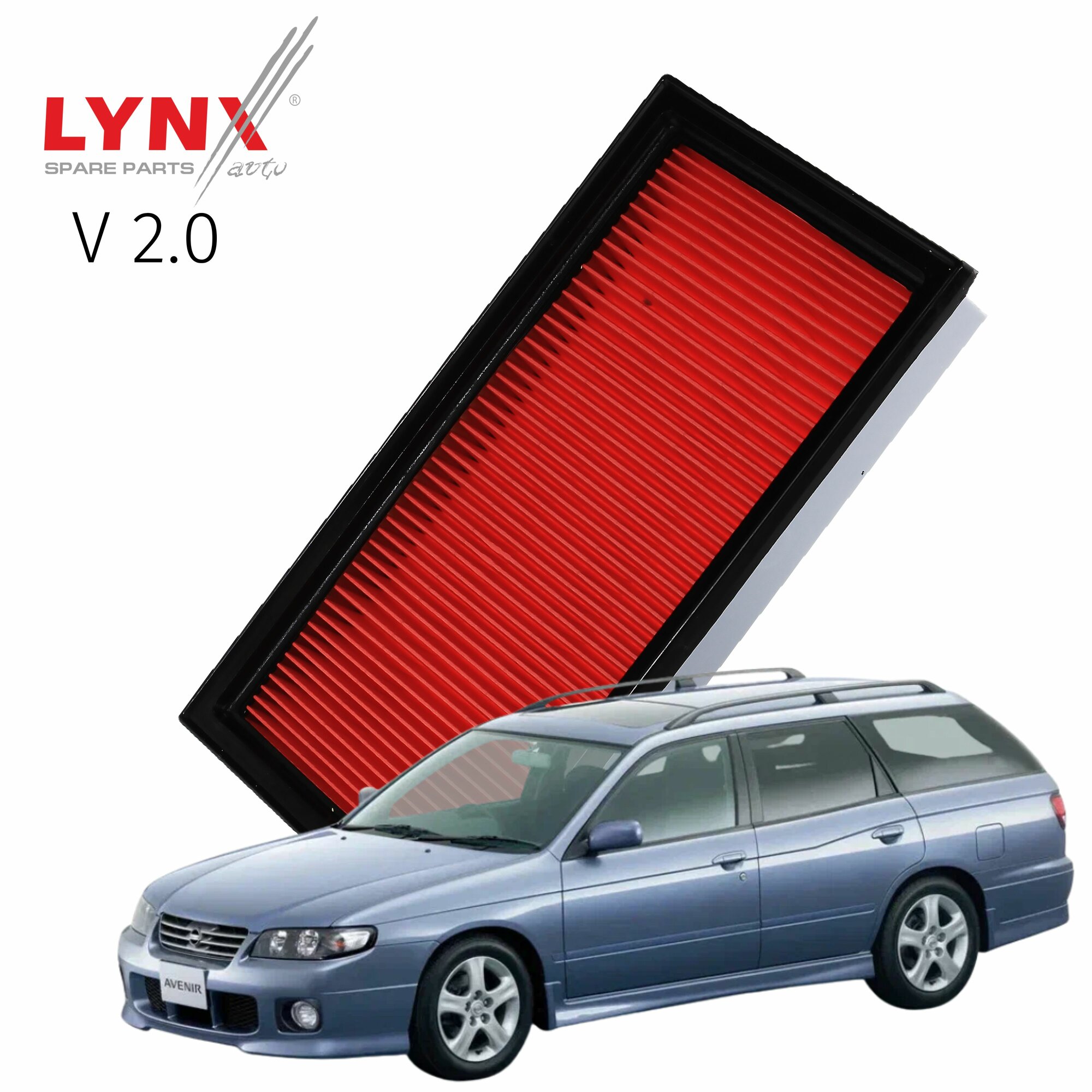 Фильтр воздушный Nissan Avenir (2) / Ниссан Авенир 1998 1999 2000 2001 2002 2003 2004 2005 V2.0 QR20DE / 1шт LYNXauto