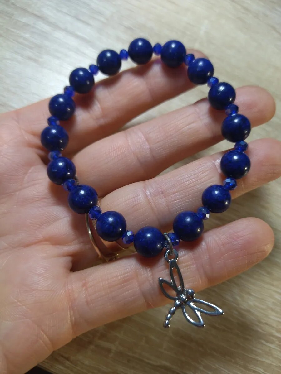 Браслет, лазурит, кристалл
