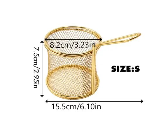 Сито для фритюра, 8.2см диаметр, круглое, 1 шт. Золотистый цвет, для жарки