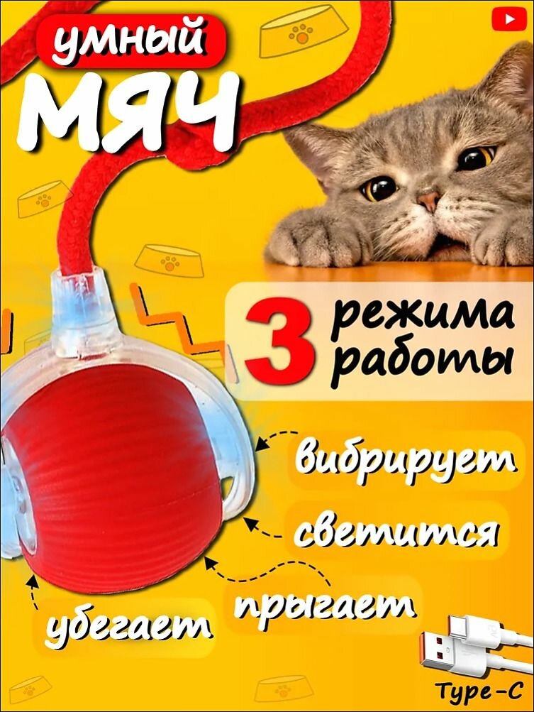 Игрушка для кошек интерактивная, игрушки для котят, для собак, умный мячик