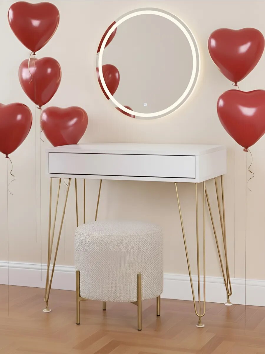 Туалетный столик с ящиком гримерный, для макияжа, с железными ножками, столик в комнату, стол прямоугольный, письменный