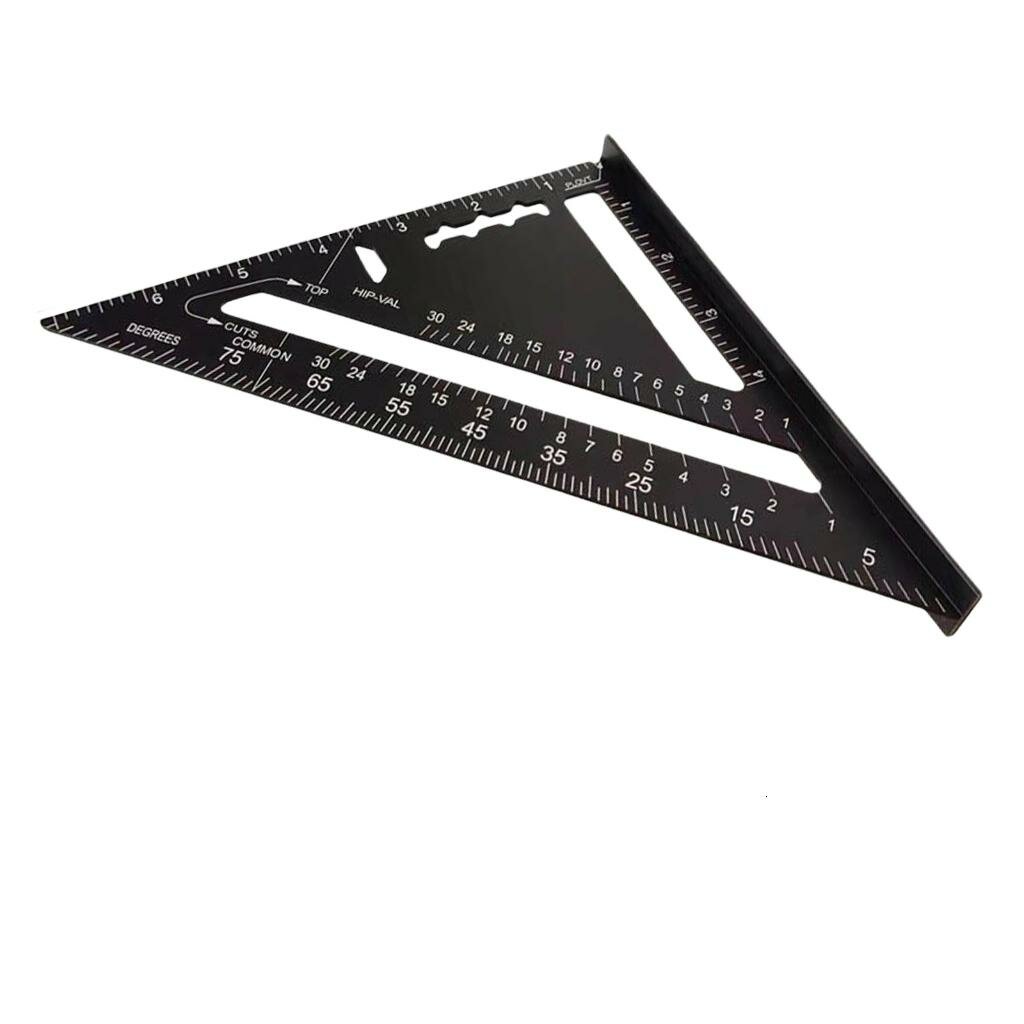 Тонкая 7-дюймовая треугольная линейка-черная-дюйм