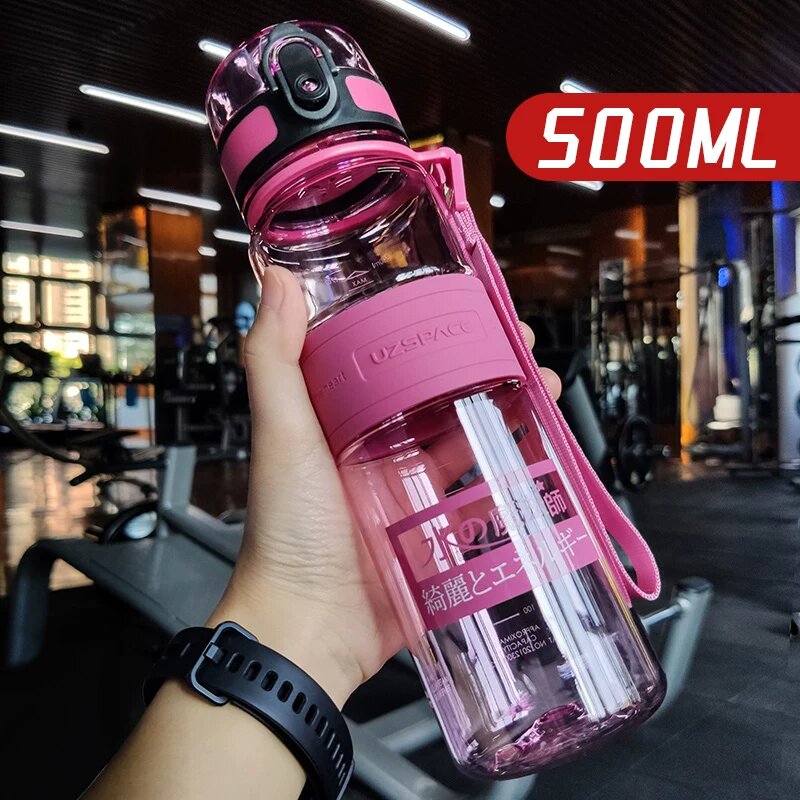 Спортивная бутылка для воды, розовая, 500 мл - яркая для активного образа жизни