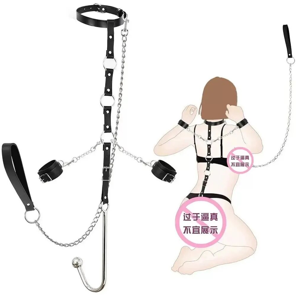 Металлический BDSM ошейник с цепью и аксессуары для взрослых, нержавеющая сталь, набор для безопасных ролевых игр