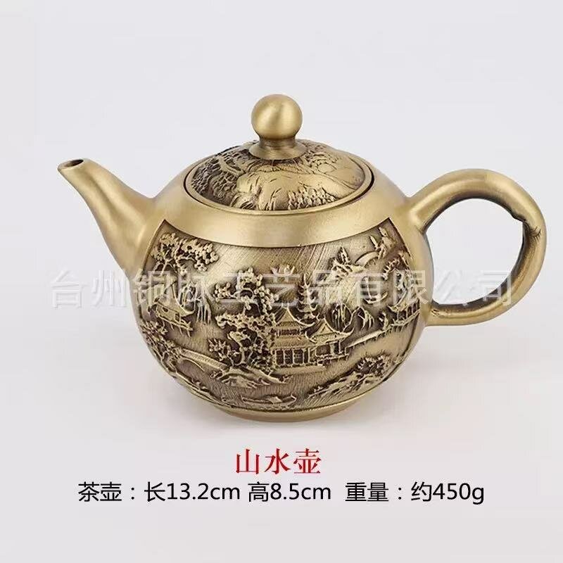 Чайник, металл, ручная работа, ретро дизайн, медь，13.2X8.5cm，латунь12