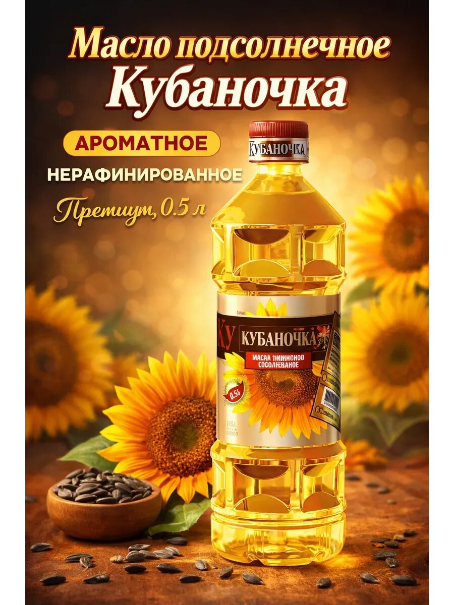 Масло подсолнечное Нерафинированное ароматное 0.5л
