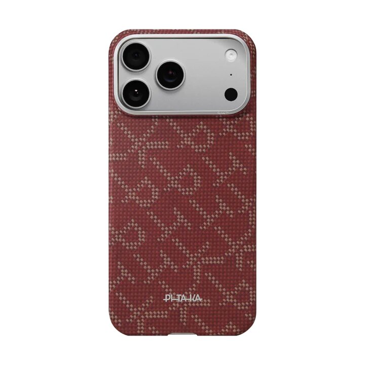 Защитный чехол Pitaka Monogram Ultra Slim Case for iPhone 17 Pro Gold/Red