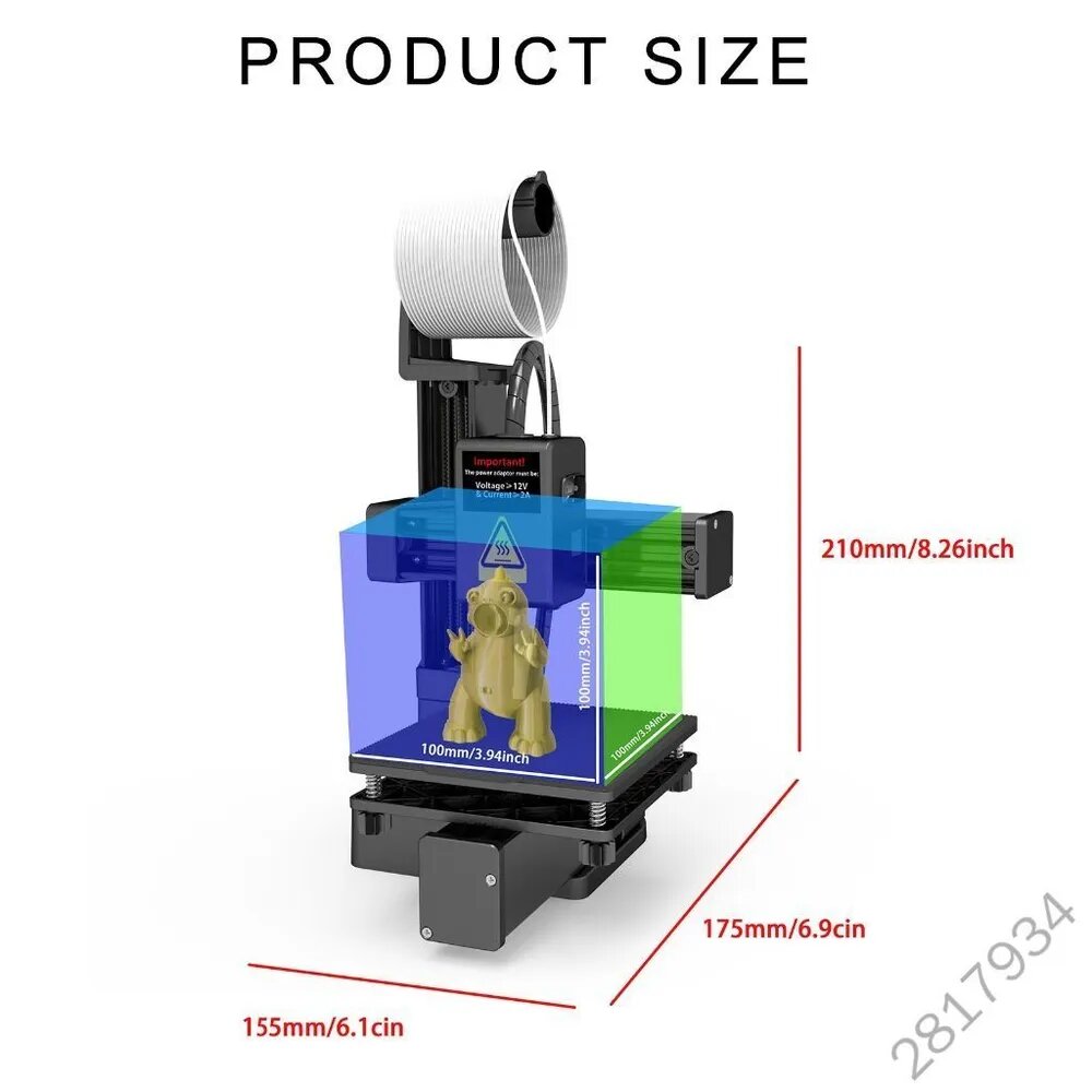 3D-принтер для дома с подогреваемым столом и дисплеем, печать FDM/FFF/PJP, желтый цвет — фото 1