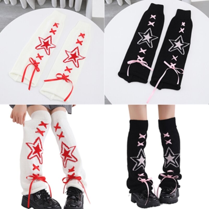 Комплект для ног jk hot girl с ворсом-Черно-розовая звезда