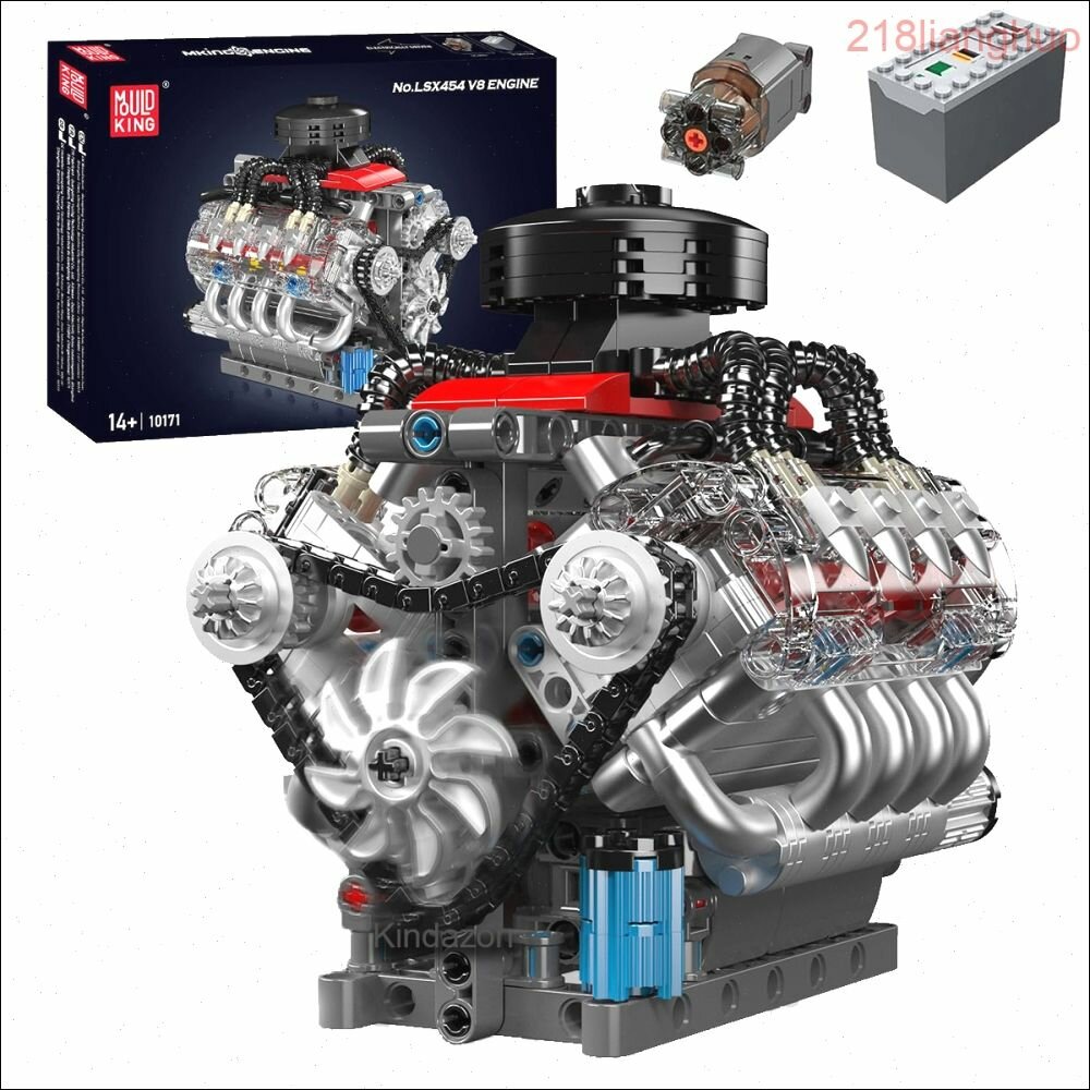 Конструктор Двигатель V8(487 деталей), игрушка автомобильный двигатель, 2025 Новые продукты, Рекомендуемый подарок