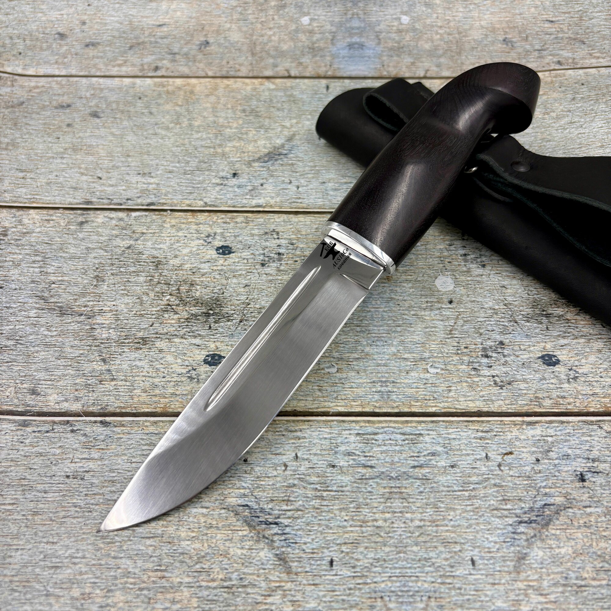 Нож Пуукко AUS-10Co черный граб