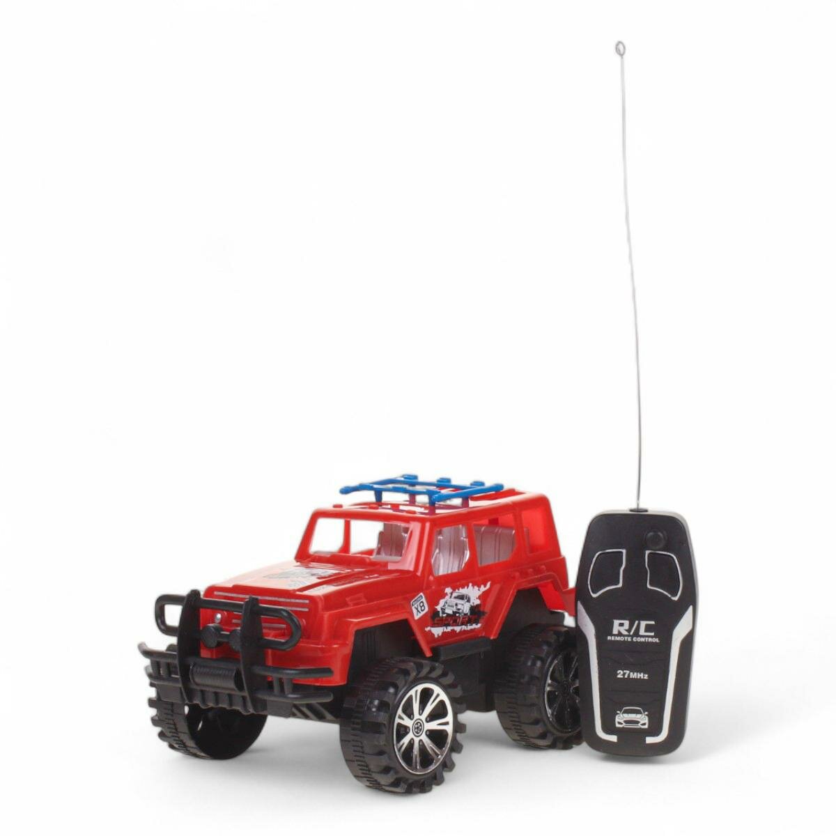 Внедорожник на радиоуправлении "Джип-тур" красный, масштабная модель 16см со светом для детей от 3 лет