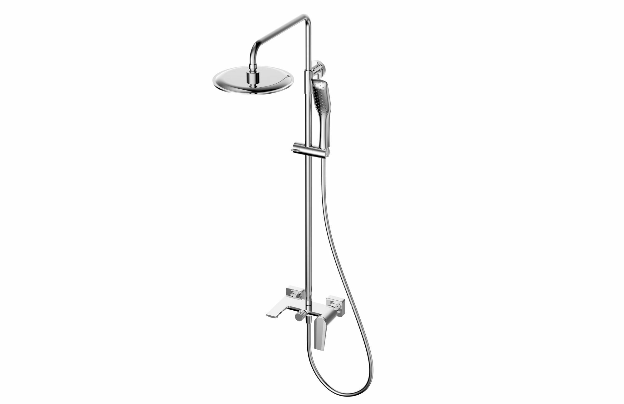 Стойка душевая Olive's Viar 28511VR со статичным изливом, верхним душем и ручной лейкой, хром
