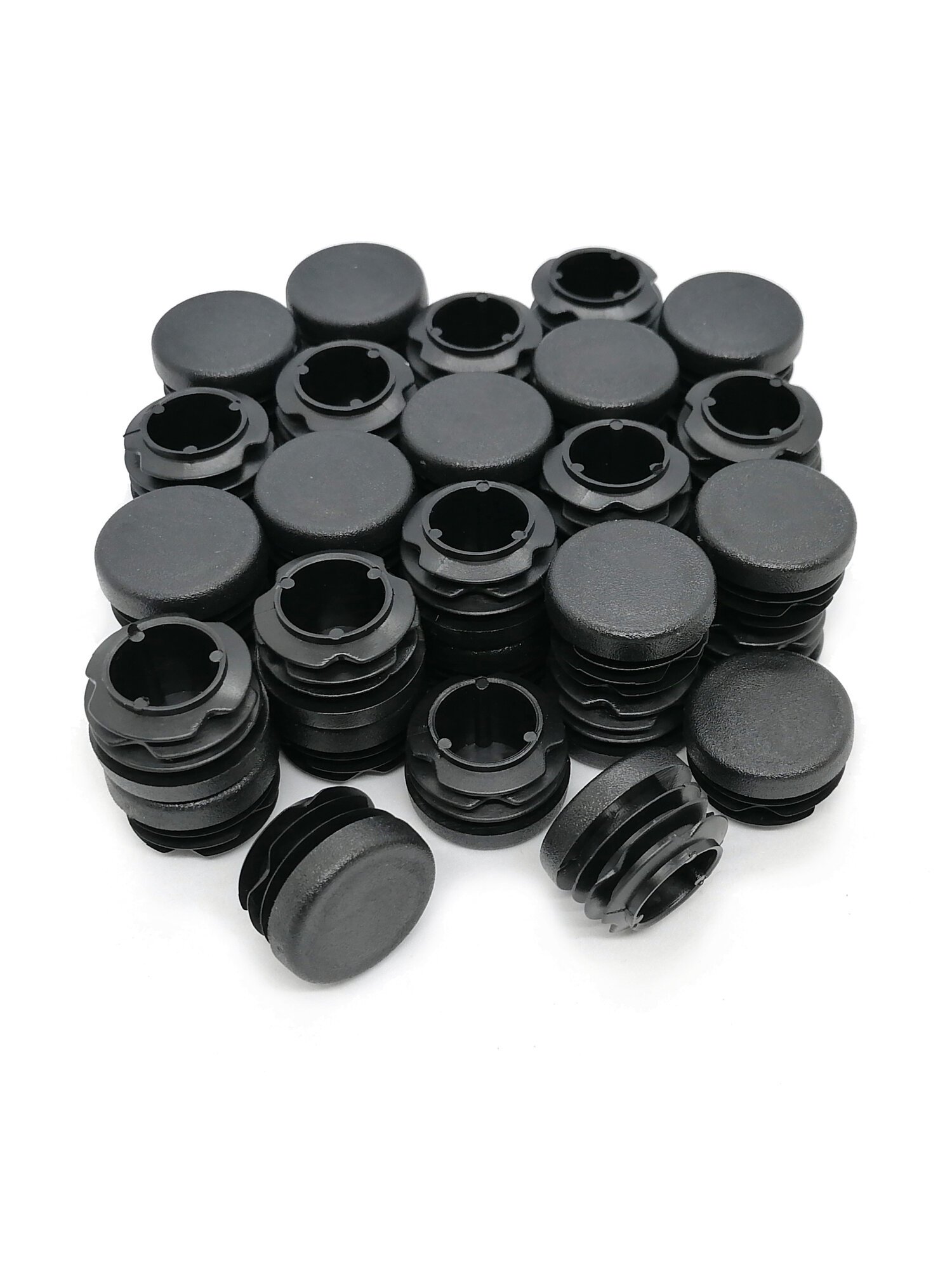 Заглушка для круглой трубы с внешним диаметром 25мм и диаметром отверстия 19-23мм, пластиковая, 40шт.