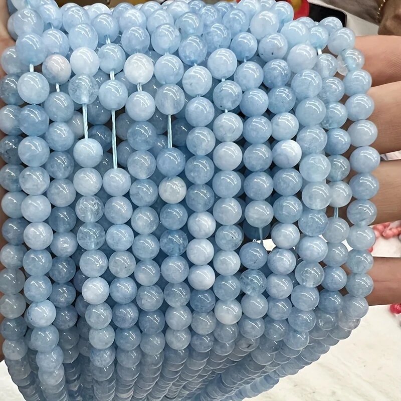 Бусины аквамаринового халцедона, 6 мм, 60 шт.