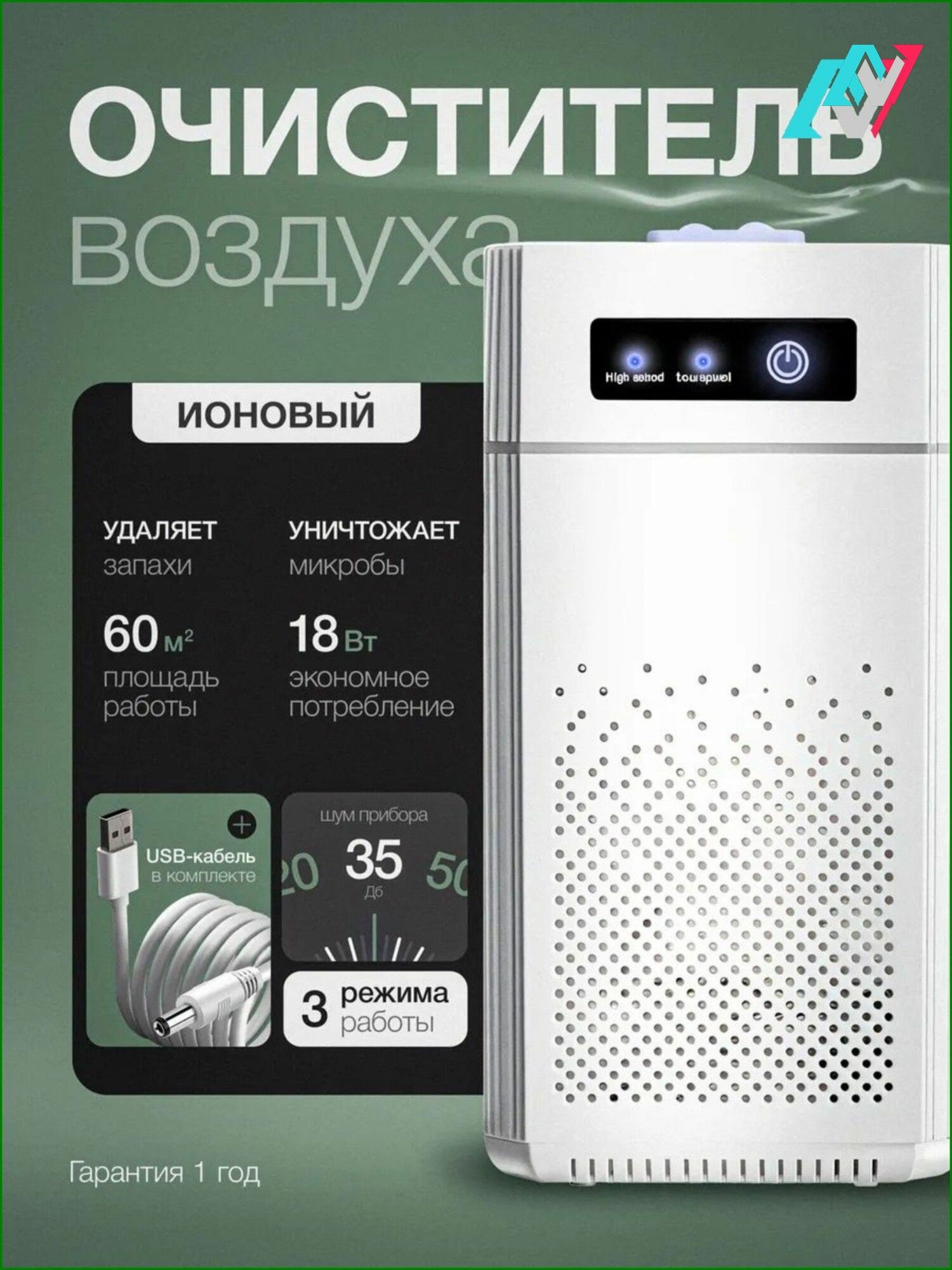 Очиститель воздуха ионизатор для дома квартиры от пыли запах