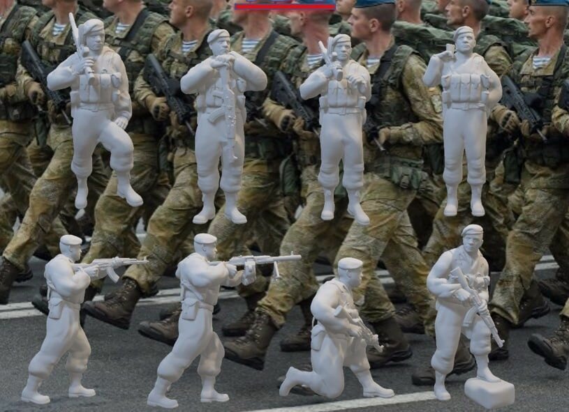 Десантники. ВДВ. С подставками. Масштабная модель 1:72.