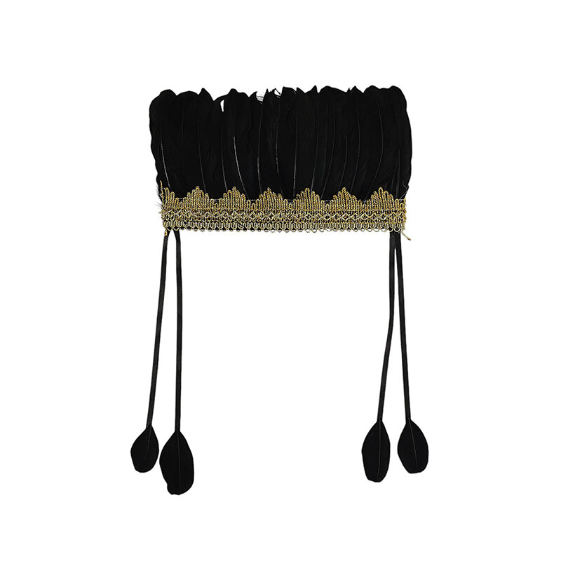 Повязка карнавальная Веселуха "Индейский стиль", 60х28 см, цветные перья