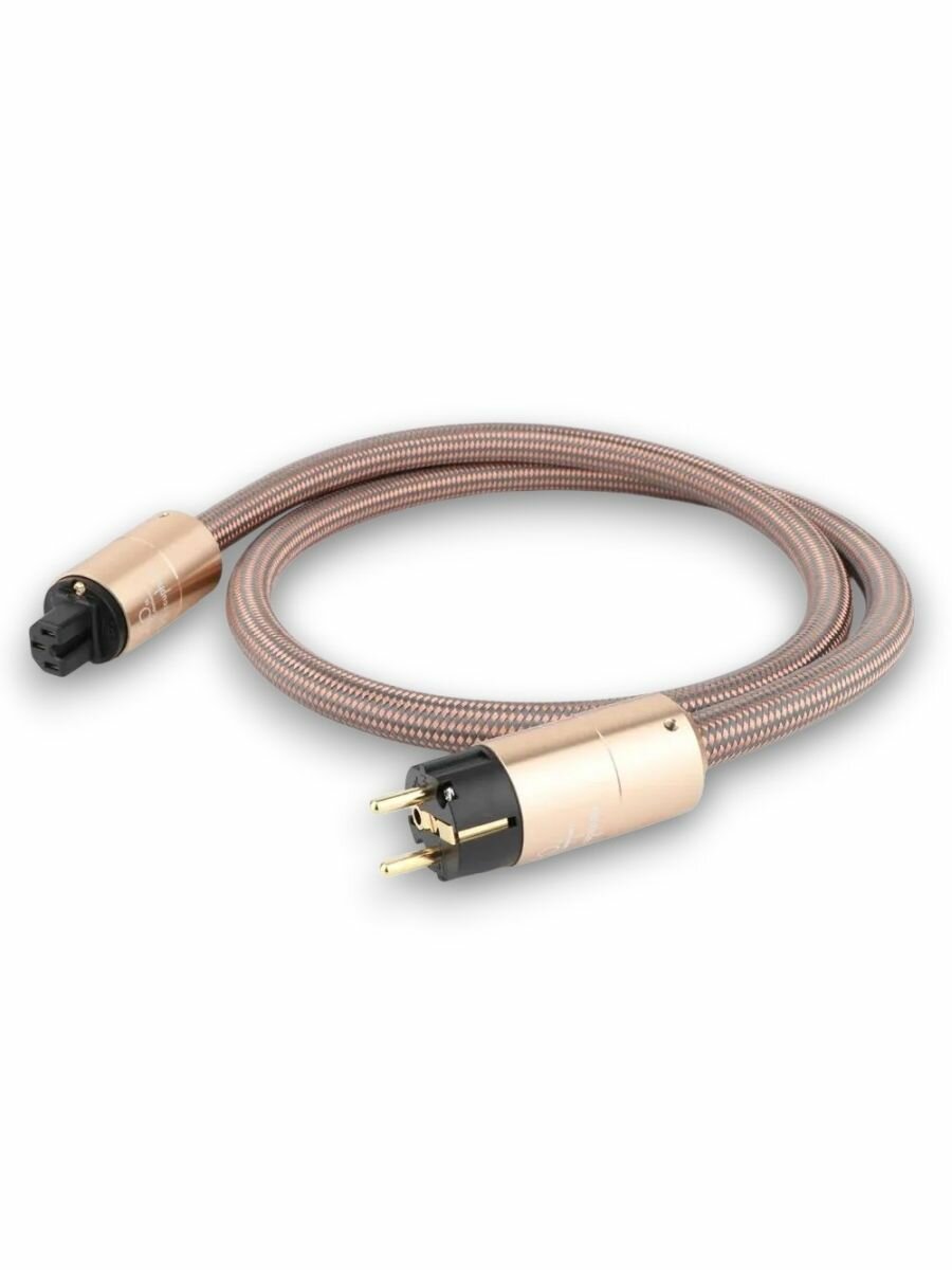 Кабель питания 1.5м для аудиотехники Hi-Fi, евровилка + разъём С13, Accuphase, цвет золото