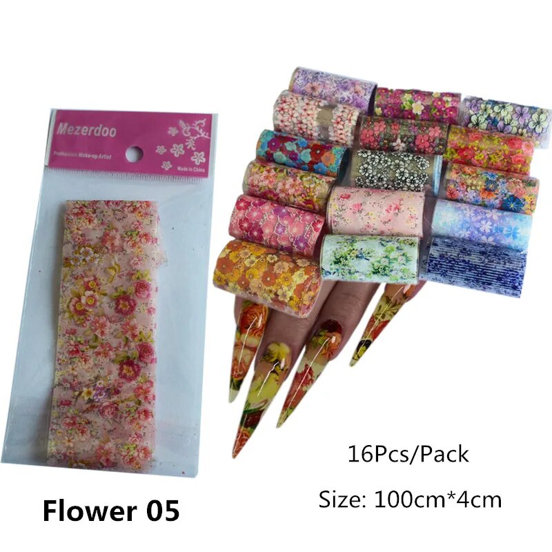 Наклейки для ногтей Mezerdoo Flower 05, 16 шт.