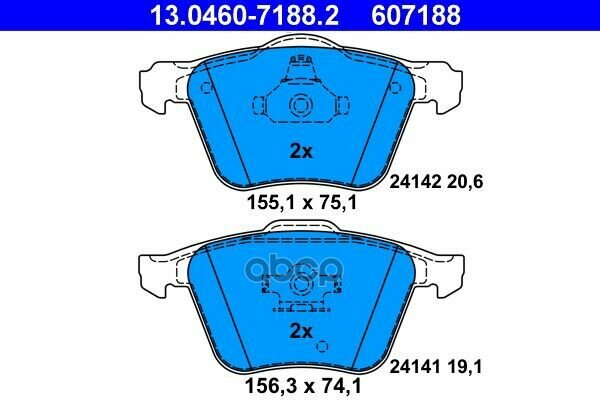 Колодки торм. пер. VOLVO XC 90 2.5-3.2/T/V8/D5 10/02-> Ate арт. 13-0460-7188-2