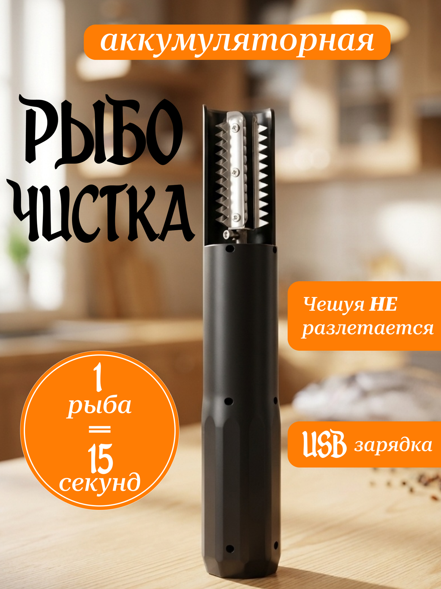 Аккумуляторная рыбочистка / Электрическая беспроводная чистилка для рыбы