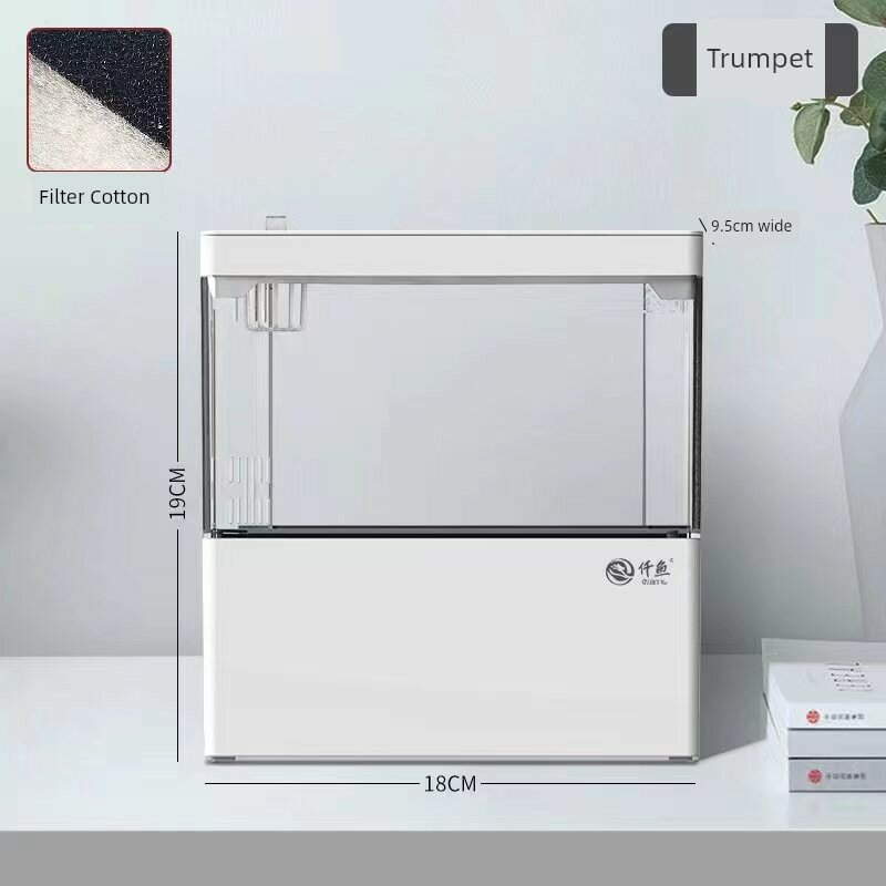 Белый мини-аквариум из акрила с насосом и фильтрующим патроном - компактный 18x9.5x20 см для домашнего декора