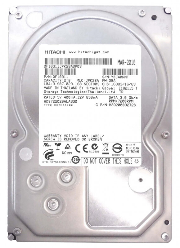 Жесткий диск Hitachi 0F10311 2Tb SATAII 3,5" HDD