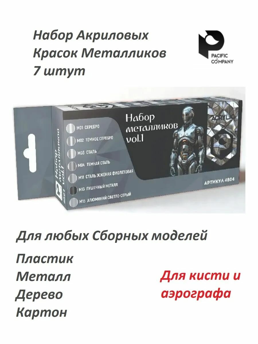 Набор акриловых красок Металлик для сборных моделей