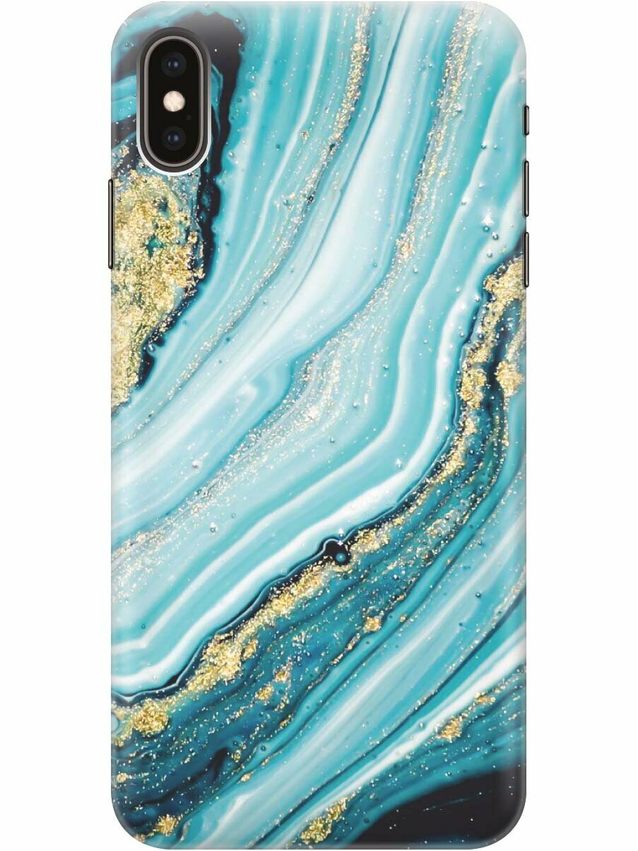 Силиконовый чехол на Apple iPhone XS Max / Эпл Айфон Икс Эс Макс с рисунком "Green Marble"