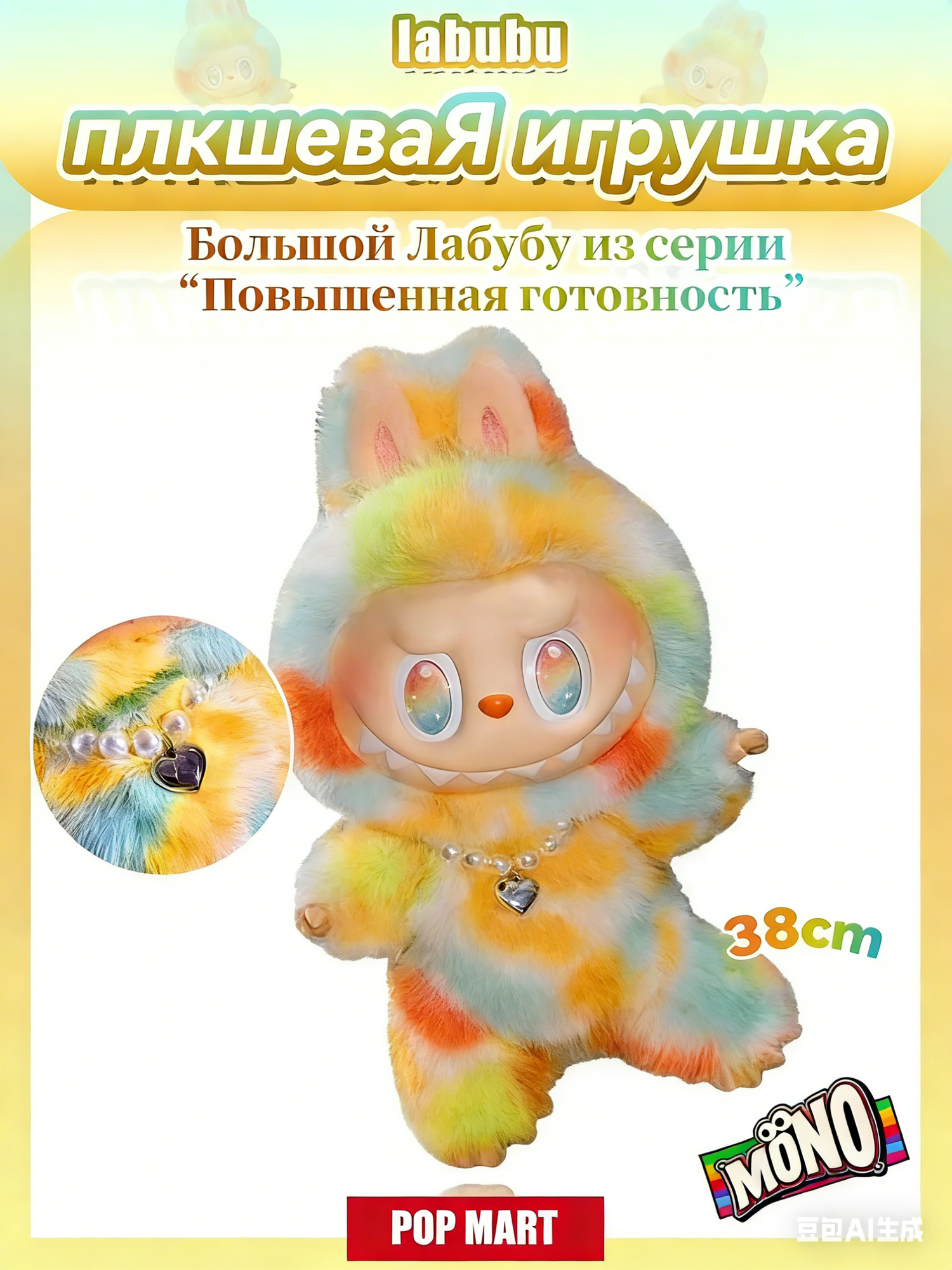 Мягкая игрушка "Большой Лабубу", серия Повышенная готовность, 38см