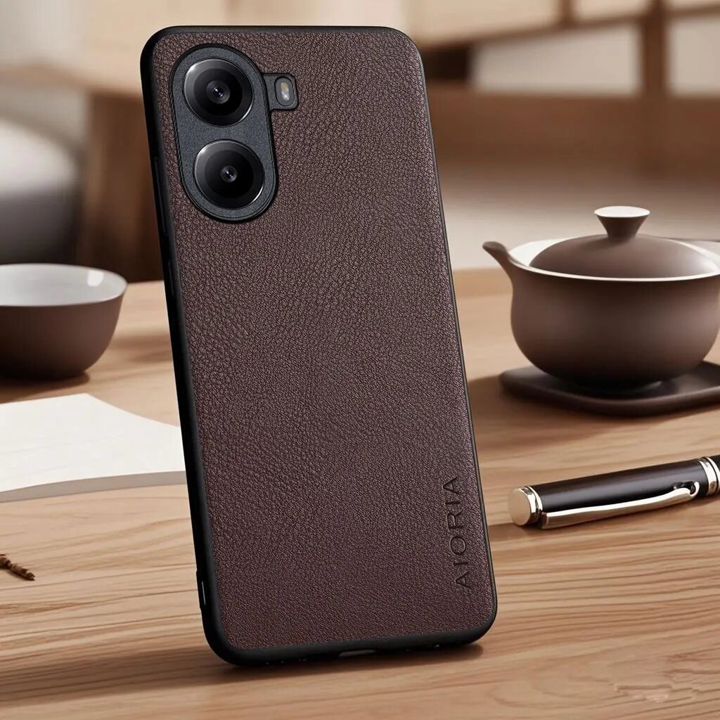Чехол для POCO X4 Pro 5G, Coffee, Vegan Leather